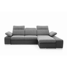 ECKSOFA TRENTO Grau Geflochtener Stoff mit Schlaffunktion