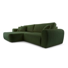 ECKSOFA VIVA Gr&uuml;n Kordstoff mit Schlaffunktion