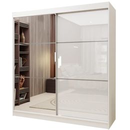 SCHWEBET&Uuml;RENSCHRANK VITALE 200/216/61 cm 2-t&uuml;rig mit Spiegel Wei&szlig;