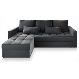 ECKSOFA KOS PIK Grau Pl&uuml;sch-Stoff mit Schlaffunktion