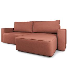 ECKSOFA BELISE CL Koralle Veloursstoff mit Schlaffunktion