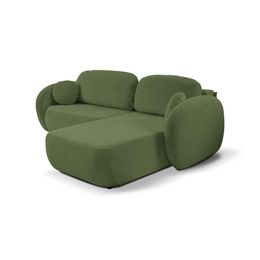 ECKSOFA AMICO R-S Olivgr&uuml;n Geflochtener Stoff mit Schlaffunktion
