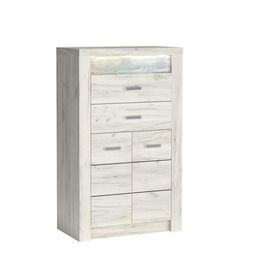 KOMMODE ZERI 76/127/42cm mit 2 Schubladen 2 T&uuml;ren Eiche Bianco