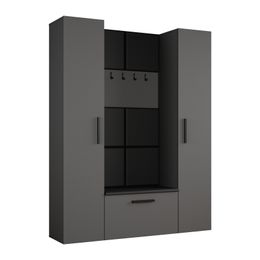 GARDEROBENSCHRANK MODULO 160,6/204/40 cm Modern Garderobe-Set Grau
