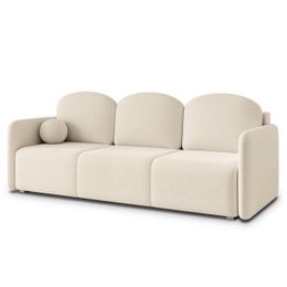 BETTSOFA SUVI III Q Creme Bucle-Stoff mit Schlaffunktion
