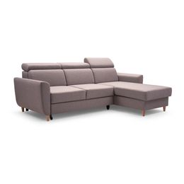 ECKSOFA SAPORE Beige Geflochtener Stoff mit Schlaffunktion