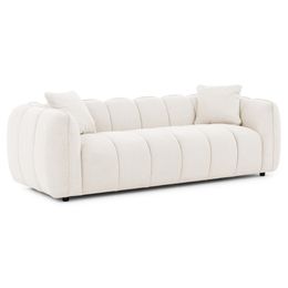 3-SITZER SOFA Nubira in tief gesteppter Bubble-Optik aus weichem Creme Strukturstoff im modernen Design