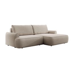 ECKSOFA MARE Beige Boucle-Stoff mit Schlaffunktion