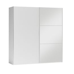 SCHWEBET&Uuml;RENSCHRANK IVERN 122/215/65 cm 2-t&uuml;rig mit Spiegel Wei&szlig;