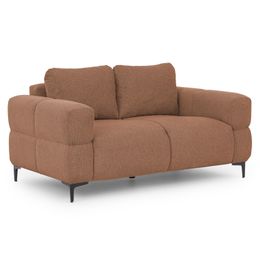 2-SITZER-SOFA Cardea in Bubble-Optik aus weichem Terrakotta Strukturstoff mit hohem Sitzkomfort
