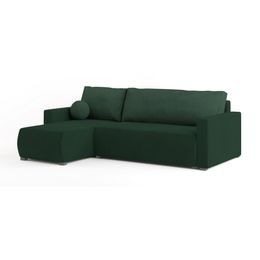 ECKSOFA SORGE Gr&uuml;n Pl&uuml;sch-Stoff mit Schlaffunktion