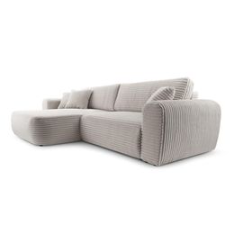 ECKSOFA VIVA Grau Kordstoff mit Schlaffunktion