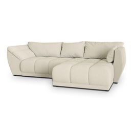 ECKSOFA ORENTI R-S Creme Boucle-Stoff mit Schlaffunktion