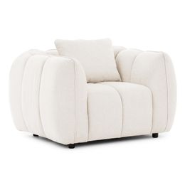 SESSEL Nubira in tief gesteppter Bubble-Optik aus weichem Creme Strukturstoff im modernen Design
