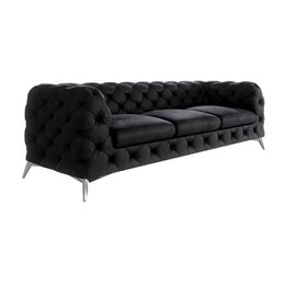 CHESTERFIELD-SOFA 3-Sitzer Laura Schwarz Samt