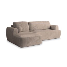 ECKSOFA SENTI P L-S Beige Kordstoff mit Schlaffunktion