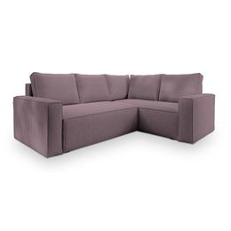 ECKSOFA ESTANO R-S Lila Kordstoff mit Schlaffunktion