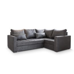 ECKSOFA LIRENO R-S Grau Pl&uuml;sch-Stoff mit Schlaffunktion