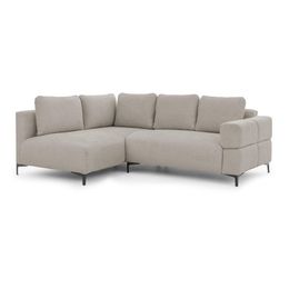 ECKSOFA Cardea in Bubble-Optik aus weichem Taupe Strukturstoff mit hohem Sitzkomfort - Ottomane links