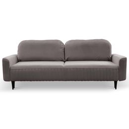 BETTSOFA FILO Grau Velours-Stoff mit Schlaffunktion