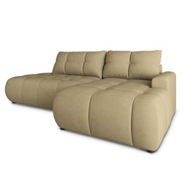 ECKSOFA FLUMA CL R-S Senfgelb Samtstoff mit Schlaffunktion