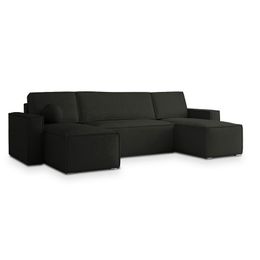 WOHNLANDSCHAFT PESANO M Schwarz Velours-Stoff mit Schlaffunktion