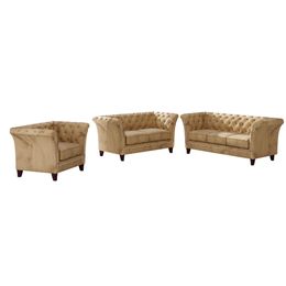 SITZGARNITUR 3+2+1 Chesterfield Fusion Beige Samt