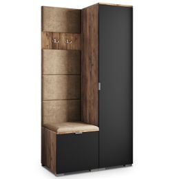 GARDEROBENSCHRANK LORI 95/181/51 cm Modern Garderobe-Set Eiche Lefkas