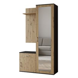 GARDEROBENSCHRANK VENTO 100/180,5/35 cm Modern Garderobe-Set Schwarz