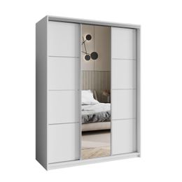 SCHWEBET&Uuml;RENSCHRANK VARO 150/205/60 cm 3-t&uuml;rig mit Spiegel Wei&szlig;