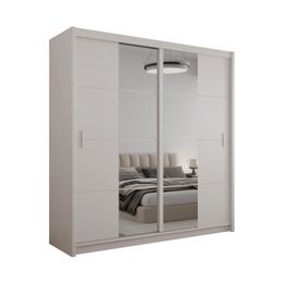 SCHWEBET&Uuml;RENSCHRANK KARTHUS 203/215/61 cm 2-t&uuml;rig mit Spiegel Beige