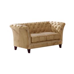 CHESTERFIELD-SOFA 2-Sitzer Fusion Beige Samt