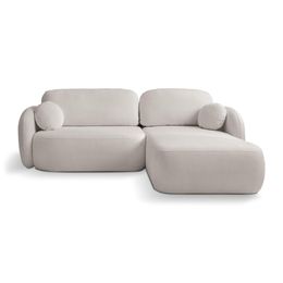 ECKSOFA AMICO R-S Hellgrau Geflochtener Stoff mit Schlaffunktion