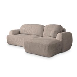ECKSOFA MODENZA P R-S Beige Kordstoff mit Schlaffunktion