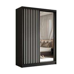 SCHWEBET&Uuml;RENSCHRANK LAMELLO 150/216/61 cm 2-t&uuml;rig mit Spiegel Schwarz