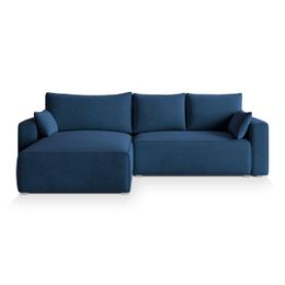 ECKSOFA FORIL Blau Velours-Stoff mit Schlaffunktion