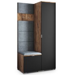 GARDEROBENSCHRANK LORI 95/181/51 cm Modern Garderobe-Set Eiche Lefkas