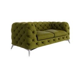 CHESTERFIELD-SOFA 2-Sitzer Laura Olive Samt