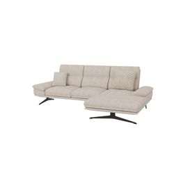 ECKSOFA Loris Beige Samt - Ottomane rechts