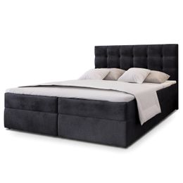 BOXBETT GLOS K 160x200 cm mit Matratze und Topper, H2+H3 - Schwarz