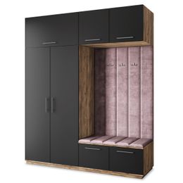 GARDEROBENSCHRANK REMA 200/240/60 cm Modern Garderobe-Set Eiche Lefkas