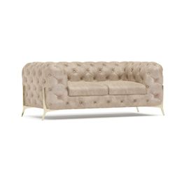 CHESTERFIELD-SOFA 2-Sitzer Vertex Beige Samt