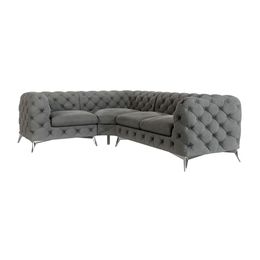 ECKSOFA Chesterfield Laura Grau Samt