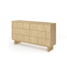 KOMMODE TRAVE 153,5/82,6/38,1cm mit 6 Schubladen T&uuml;ren Eichefarben