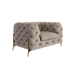 CHESTERFIELD-SESSEL Lexi Dunkle Creme Samt