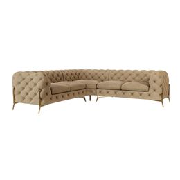 ECKSOFA Chesterfield Lexi Beige Samt