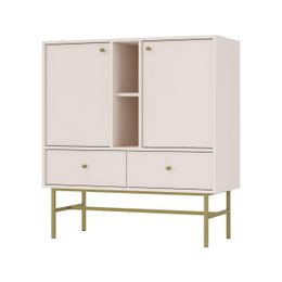 KOMMODE TORINO 100/108/41 cm mit 2 Schubladen 2 T&uuml;ren Beige