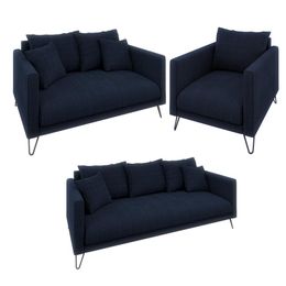 SITZGARNITUR 3+2+1 Harmony Marineblau Chenille