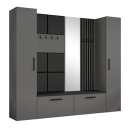 GARDEROBENSCHRANK MODULO 241,2/204/40 cm Modern Garderobe-Set Grau