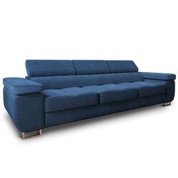BETTSOFA MOSINE Blau Kordstoff mit Schlaffunktion